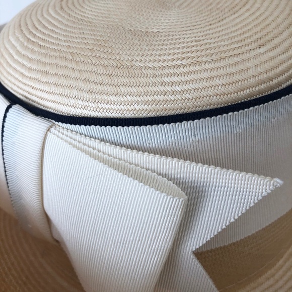 Vintage | Accessories | Vintage Womens Straw Dress Hat Ribbon Bow Mr K ...